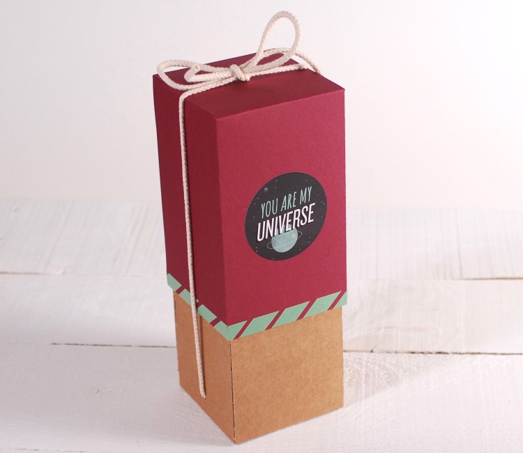 Caja de vino con folder con decoración original